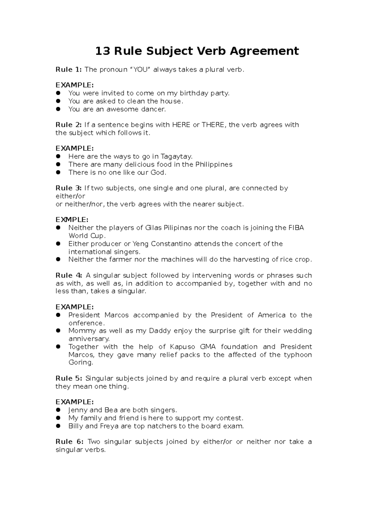 Subject-Verb Agreement Rules: Comprehensive Guide (ENG 101) - Studocu