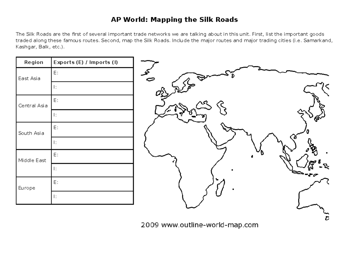AP World: Mapping the Silk Roads Activity & SAQ Practice - Studocu