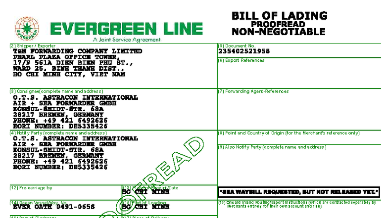 MBL 2354 - Master Bill of Lading Details and Instructions - Studocu
