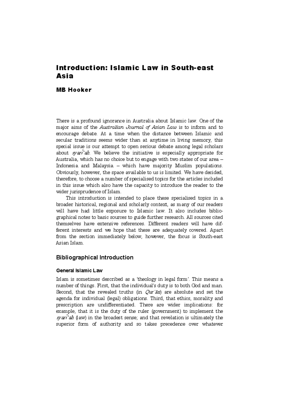 Introduction to Islamic Law in South-East Asia: A Scholarly Overview ...