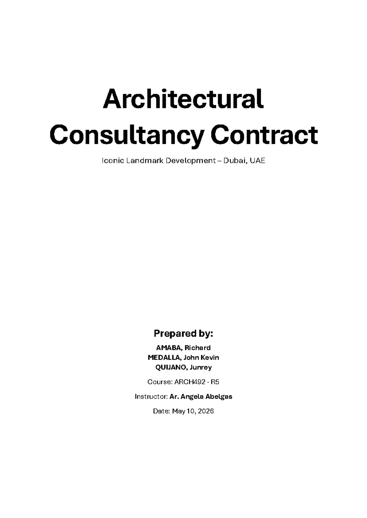 Architectural Consultancy Contract for Iconic Landmark - ARCH493 R2 ...