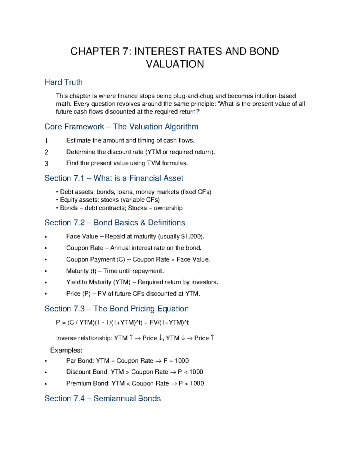CHAPTER 7: INTEREST RATES & BOND VALUATION Overview - Studocu