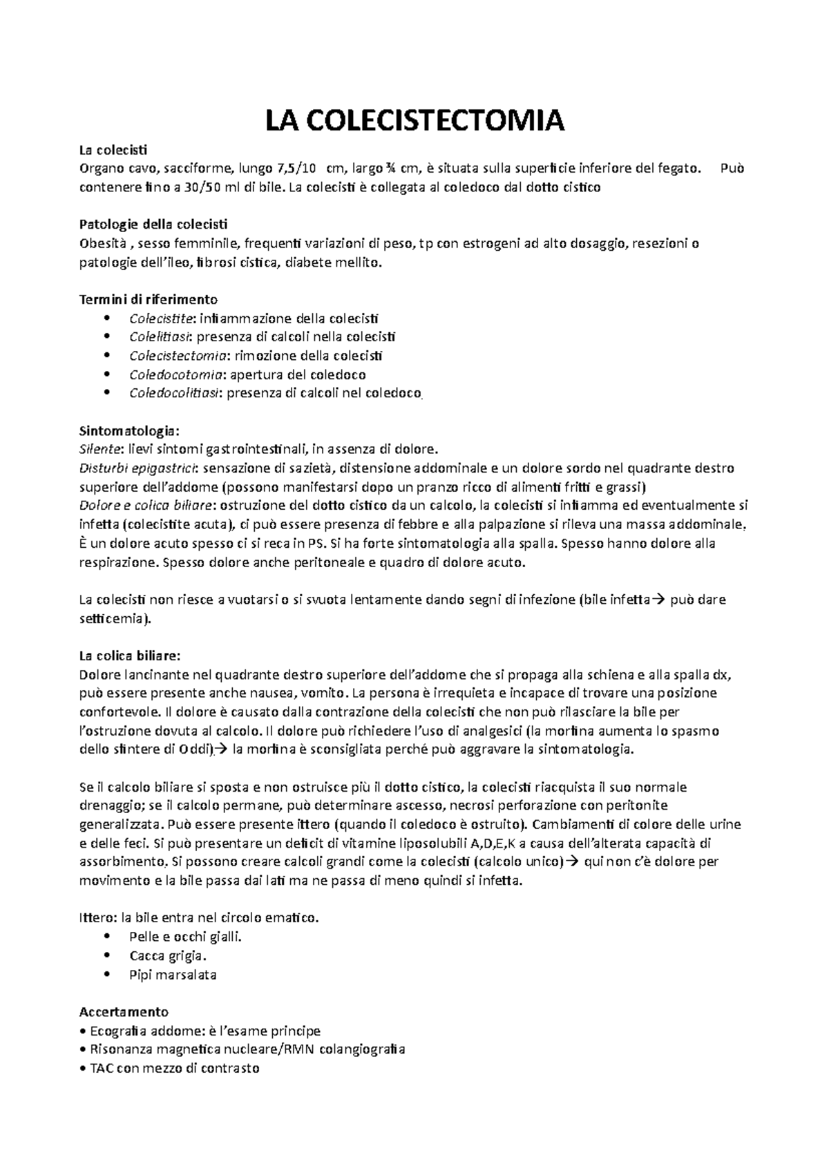 2 la colecistectomia - LA COLECISTECTOMIA La colecist Organo cavo ...