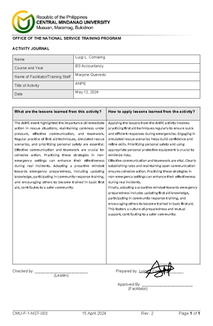 NSTP E-Portfolio - CENTRAL MINDANAO UNIVERSITY NATIONAL SERVICE ...