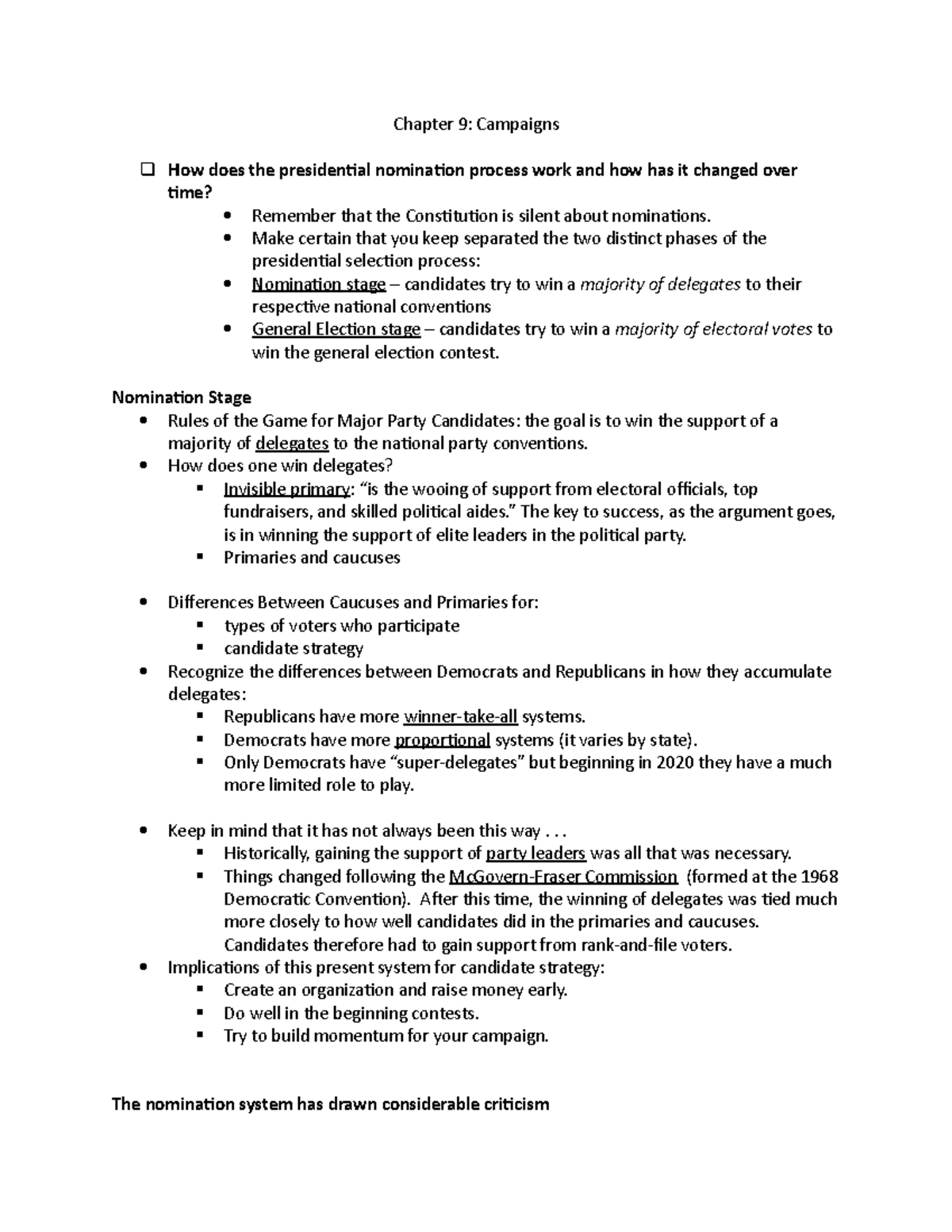 Chapter 9: Campaigns & Voting Behavior Insights and Analysis - Studocu