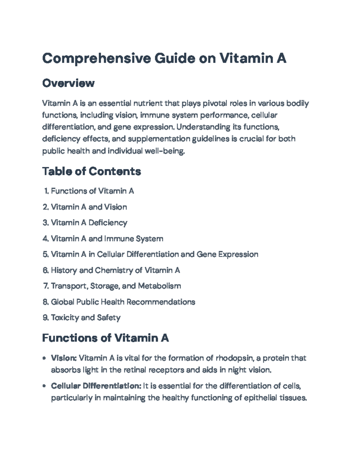 Comprehensive Guide to Vitamin A Functions and Health Implications ...