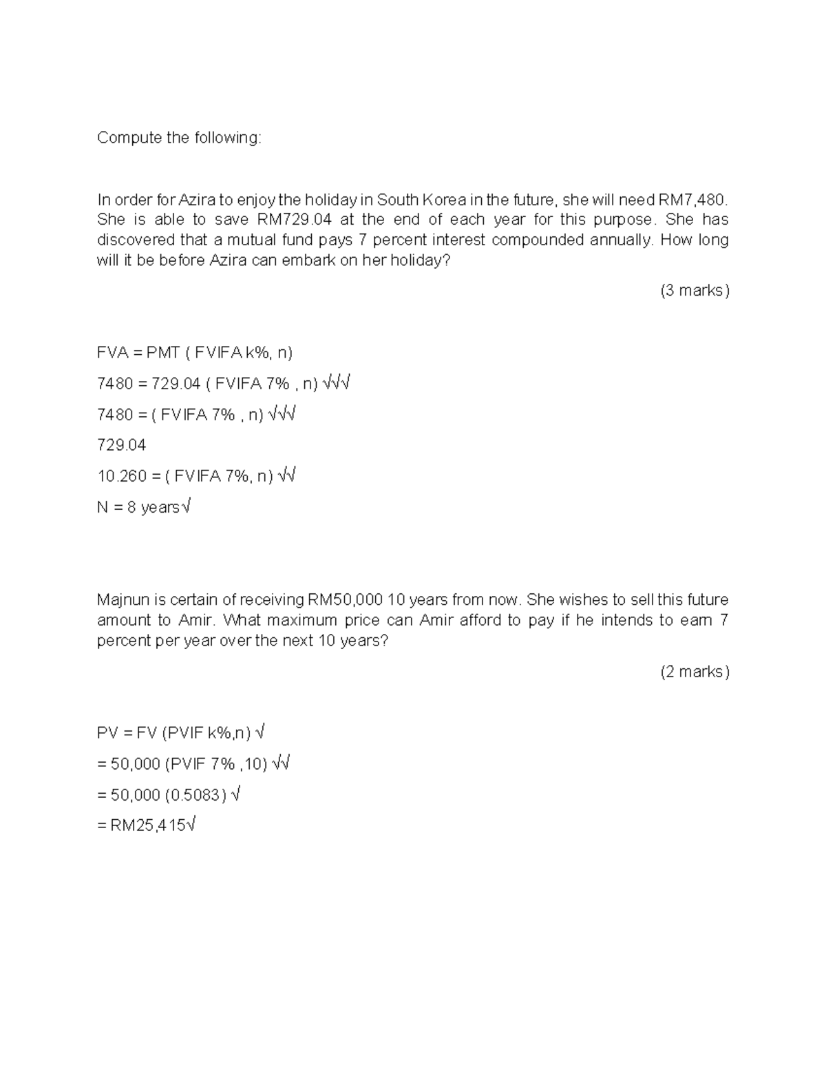 TVM Exercise Jun2023 - Future Value & Present Value Calculations - Studocu