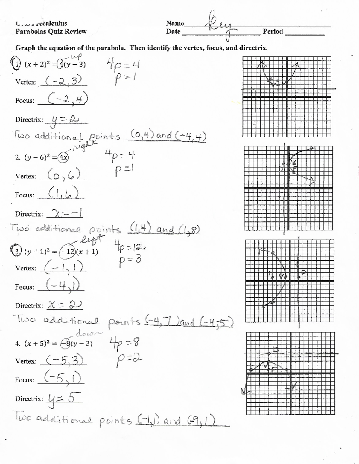 10.1 - 10.3 Parabolas Quiz Review Answers for Day 5 - Studocu