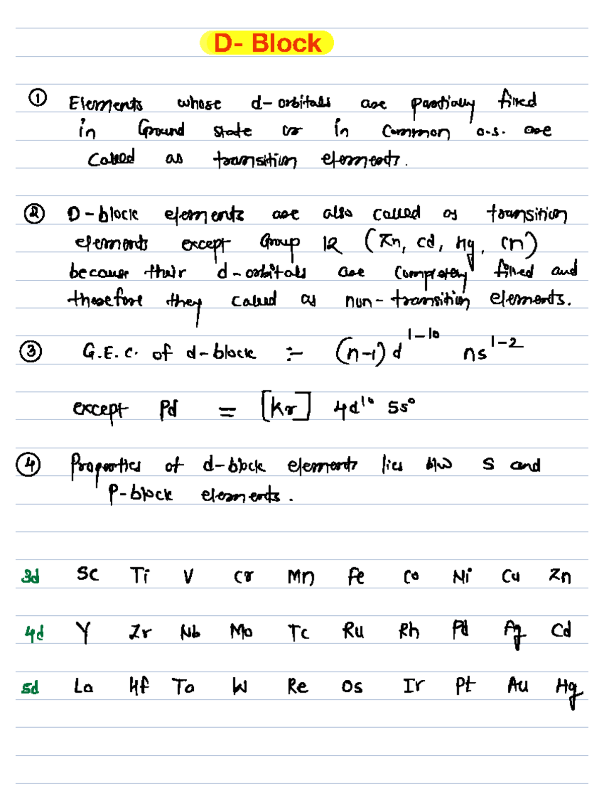 D Block Elements: Properties, Trends, and Applications - CVM Lecture ...