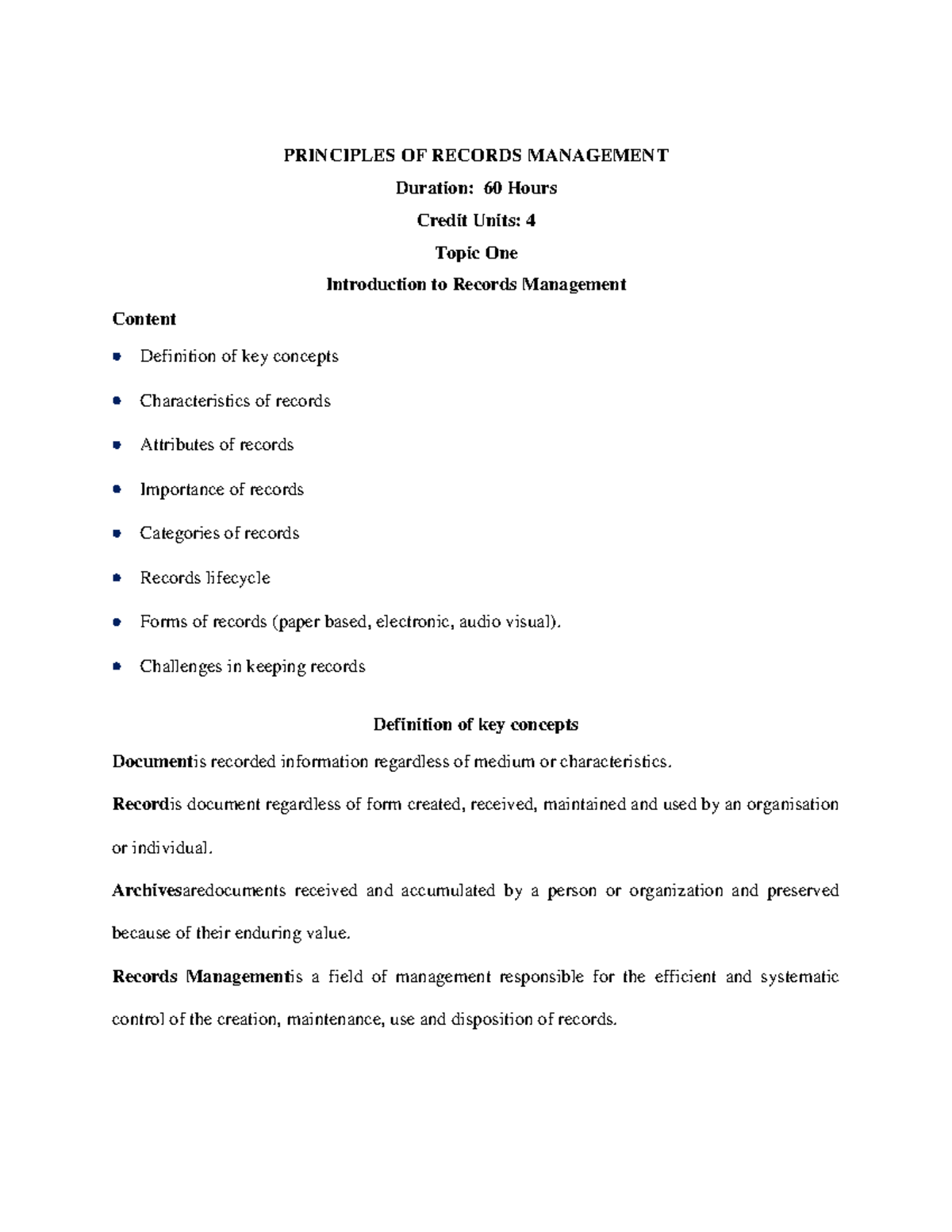 Records Management Principles and Filing Systems (RMG 101) - Studocu