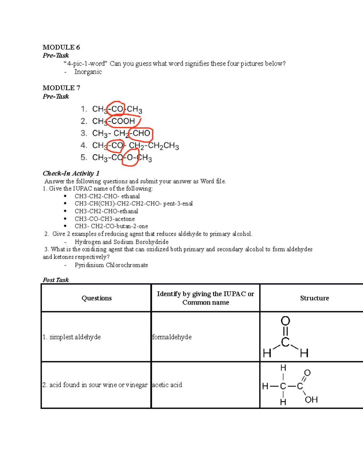 Module 6 AND 7- ORGANIC CHEMISTRY - MODULE 6 Pre-Task “4-pic-1-word ...