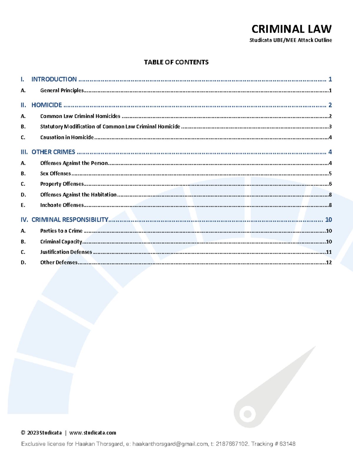 CRIM 101: Comprehensive Criminal Law Outline for UBE/MEE - Studocu
