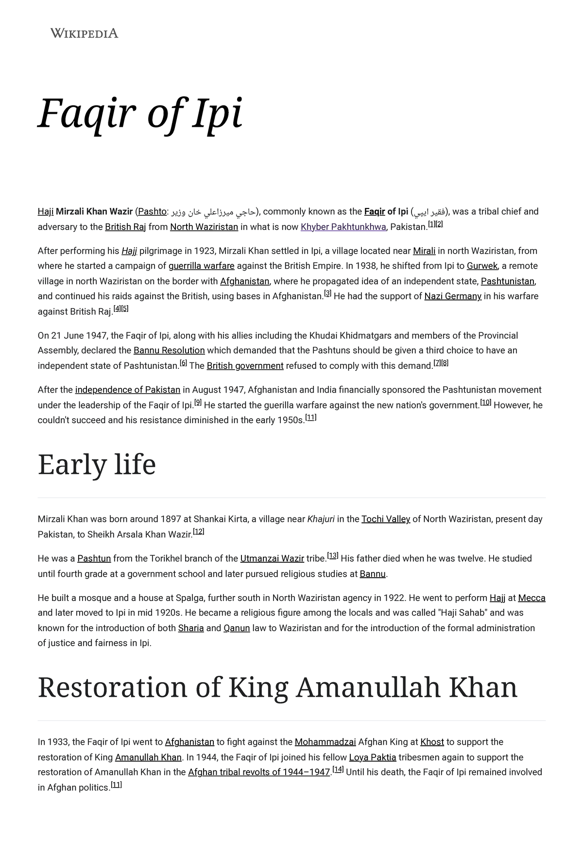 Faqir of Ipi: A Study of Pashtun Resistance Against the British Raj - Studocu