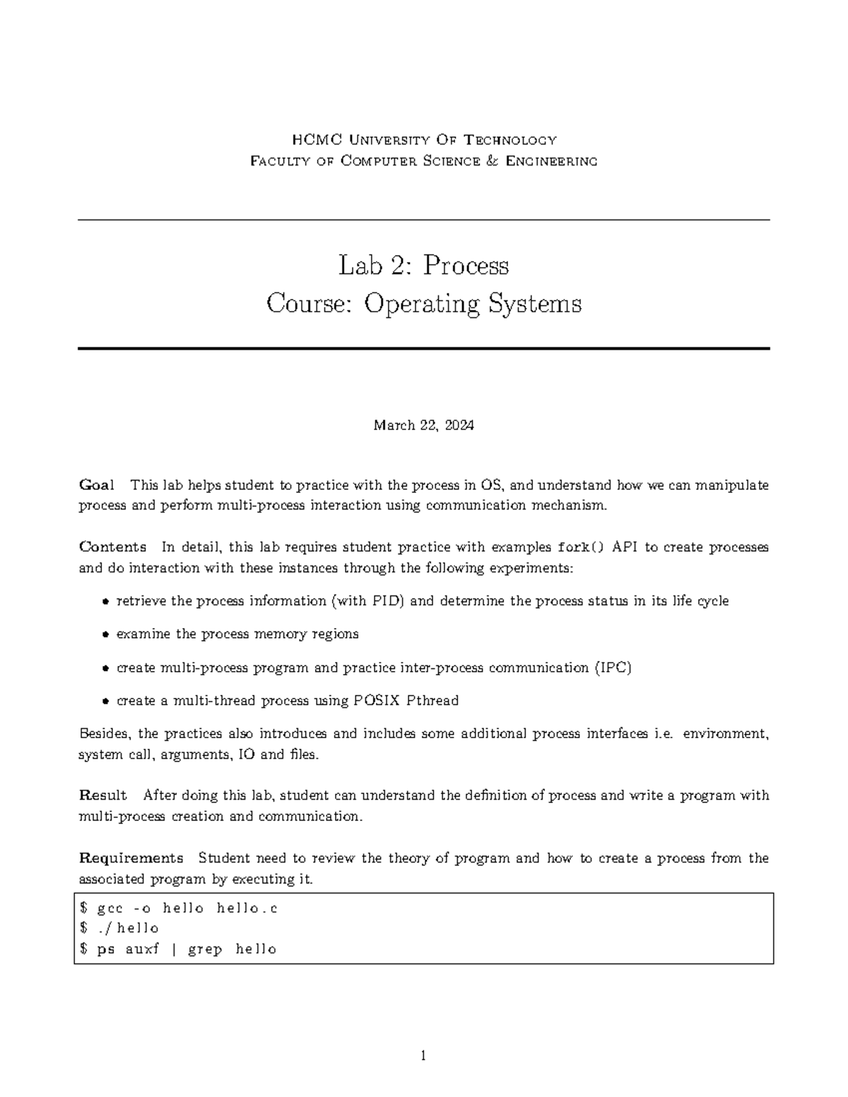 Lab 2: Process Manipulation in Operating Systems (COSC 2024) - Studocu