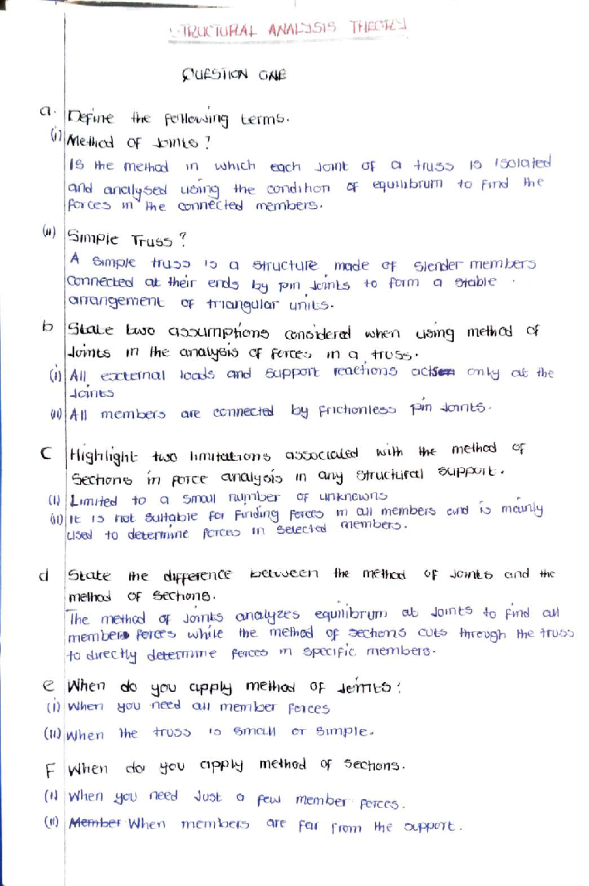 Structural Analysis Theory: Key Concepts and Methods (EM290) - Studocu