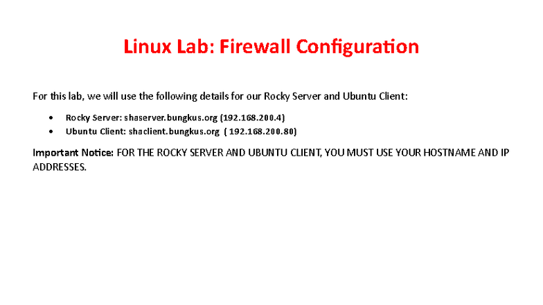 Lab 10 Firewalld V3 - lab abount configuring firewall - Linux Lab: Firewall Configuration For ...