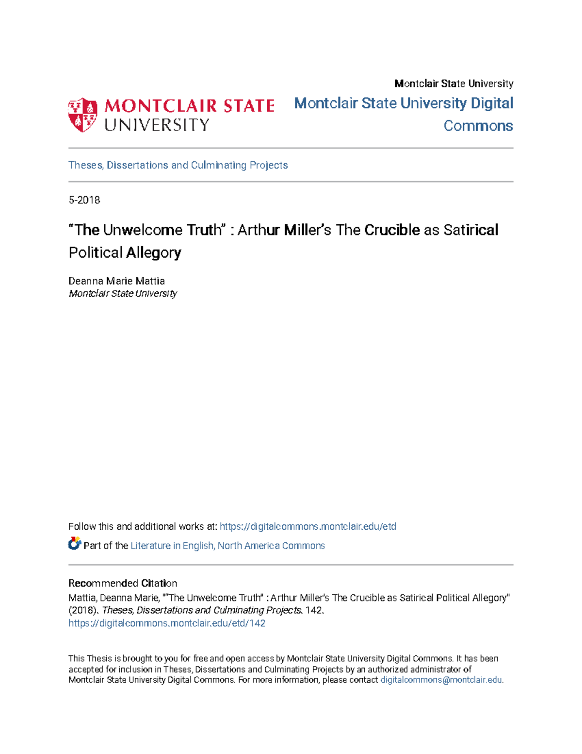 The Unwelcome Truth: Arthur Miller's The Crucible as Satirical ...