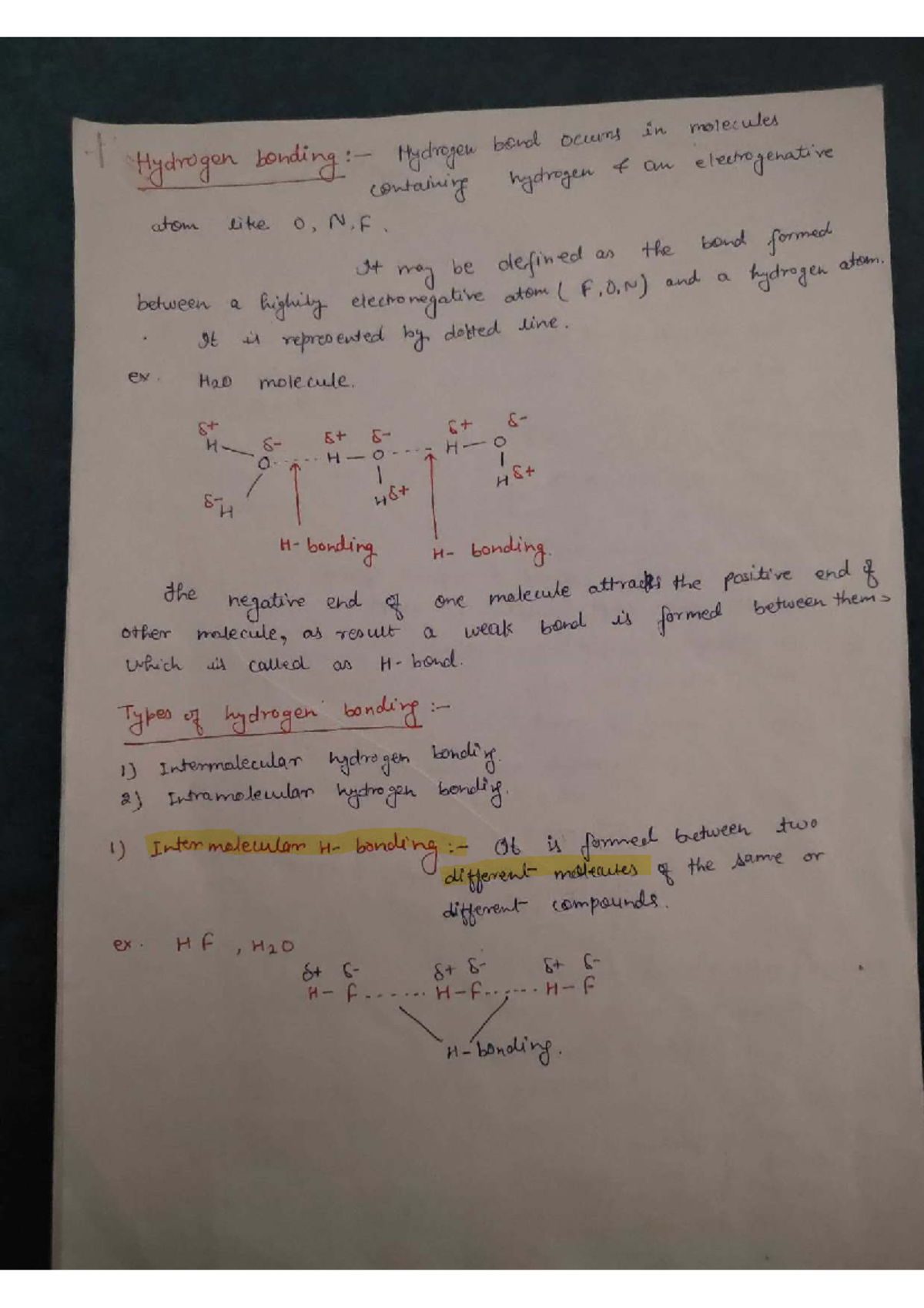 Hydrogen Bonding in Engineering Chemistry: Concepts and Effects - Studocu
