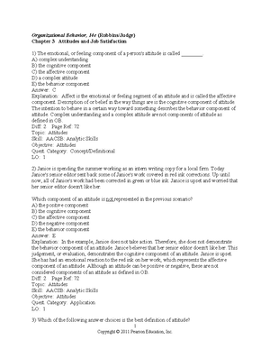 Sample/practice exam 2020, questions and answers - Organizational Behavior, 14e (Robbins/Judge ...