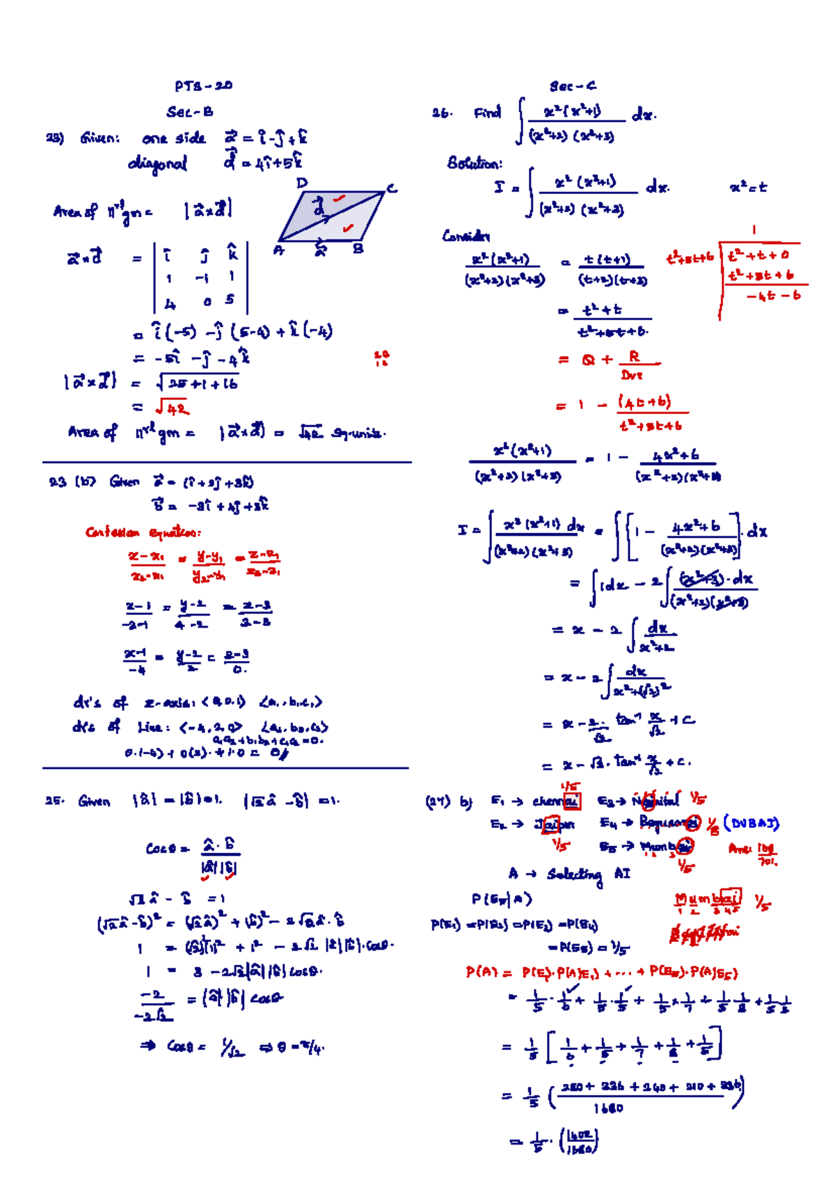 PTS-20 Online Class Notes: Integrals and Applications - Studocu