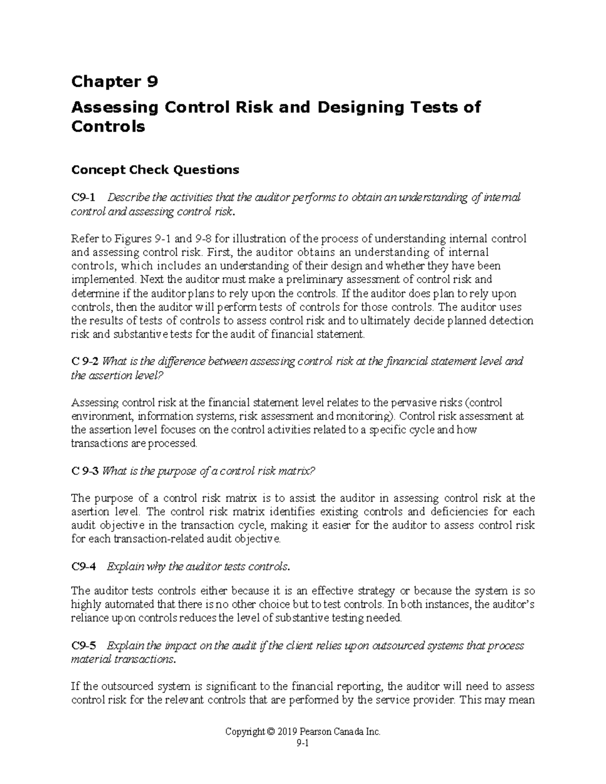 Chapter 9 Solutions - Copyright © 2019 Pearson Canada Inc. Chapter 9 ...