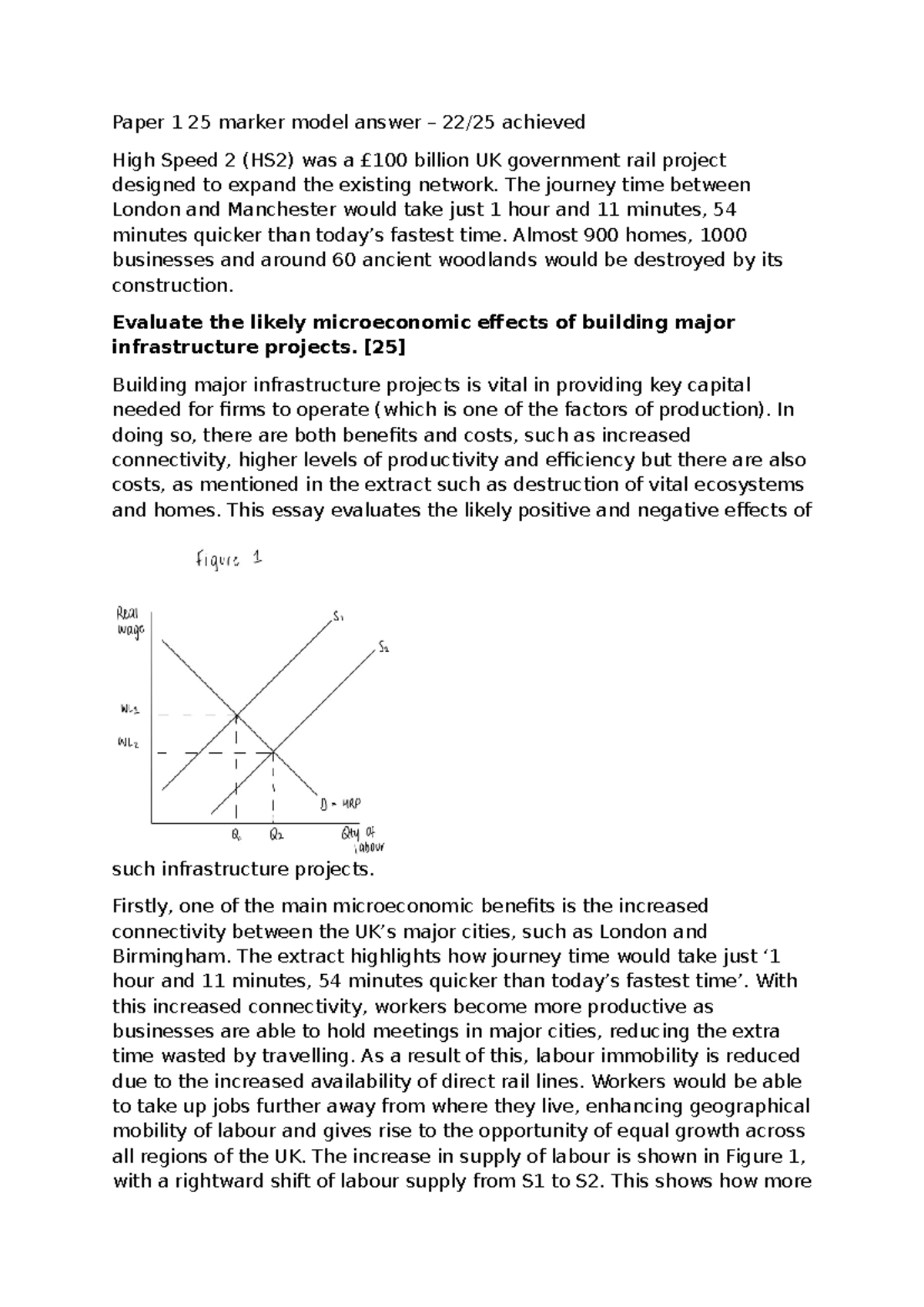 Econ Paper 1 Model Answer: Microeconomic Effects of HS2 Infrastructure ...