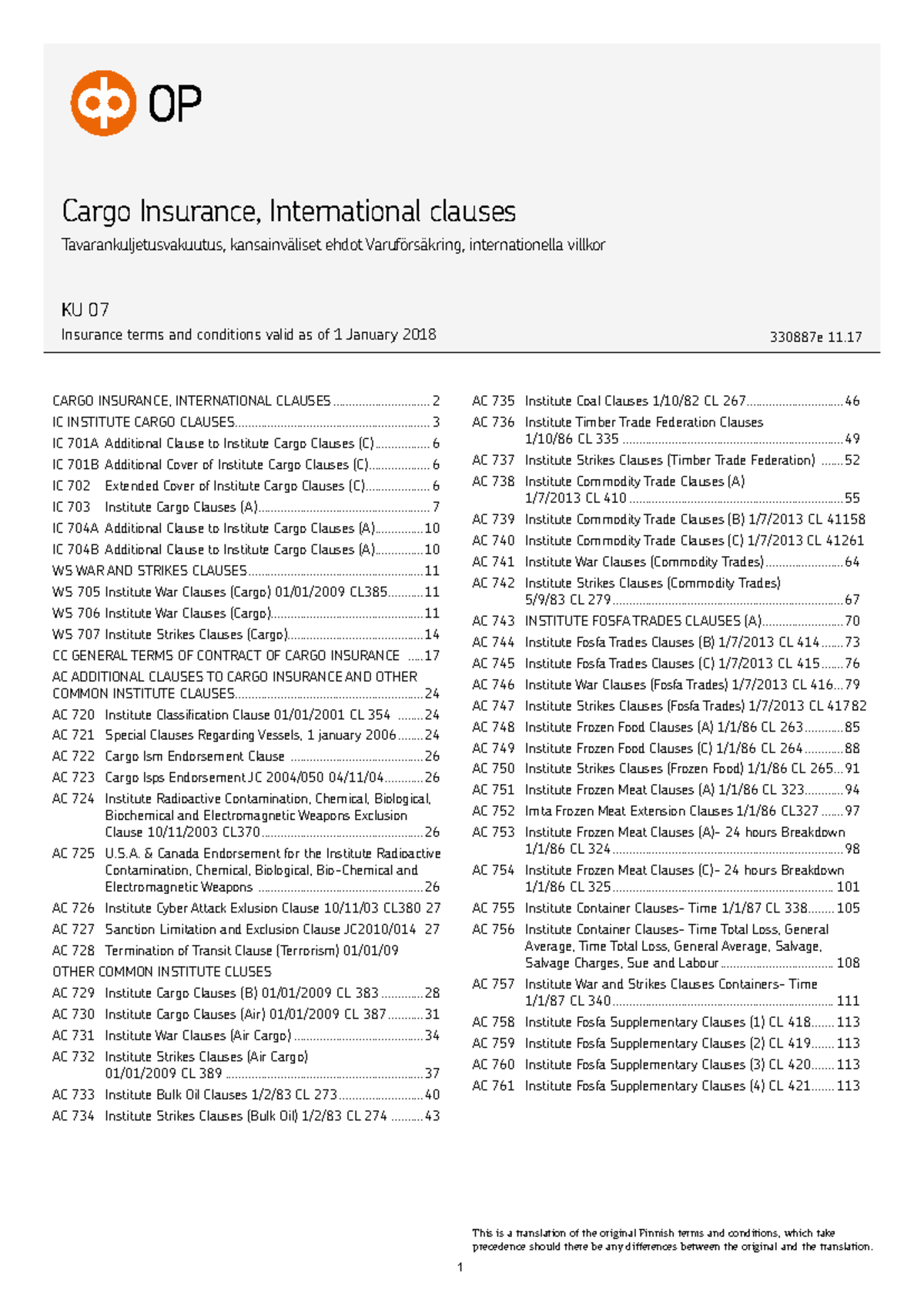 ICC2009 - Cargo Insurance: International Clauses Overview - Studocu