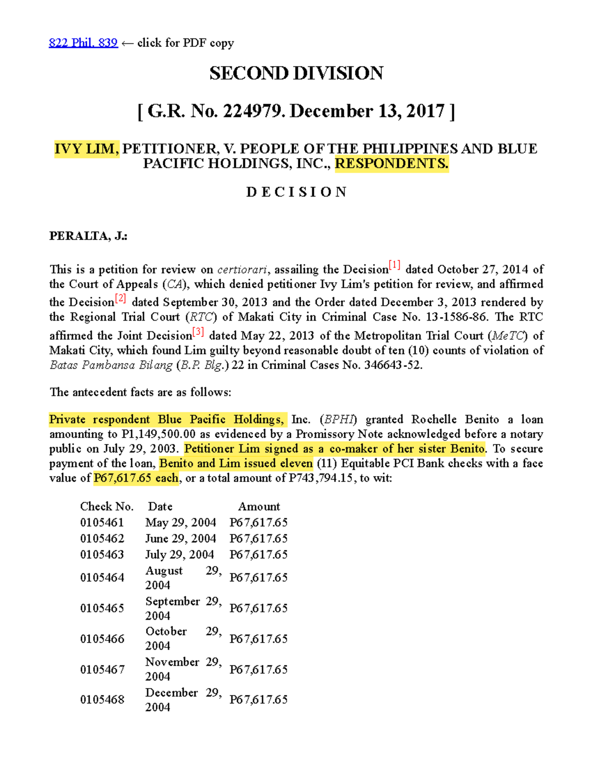 Lim vs. People of the Philippines: G.R. No. 224979 Decision Analysis ...