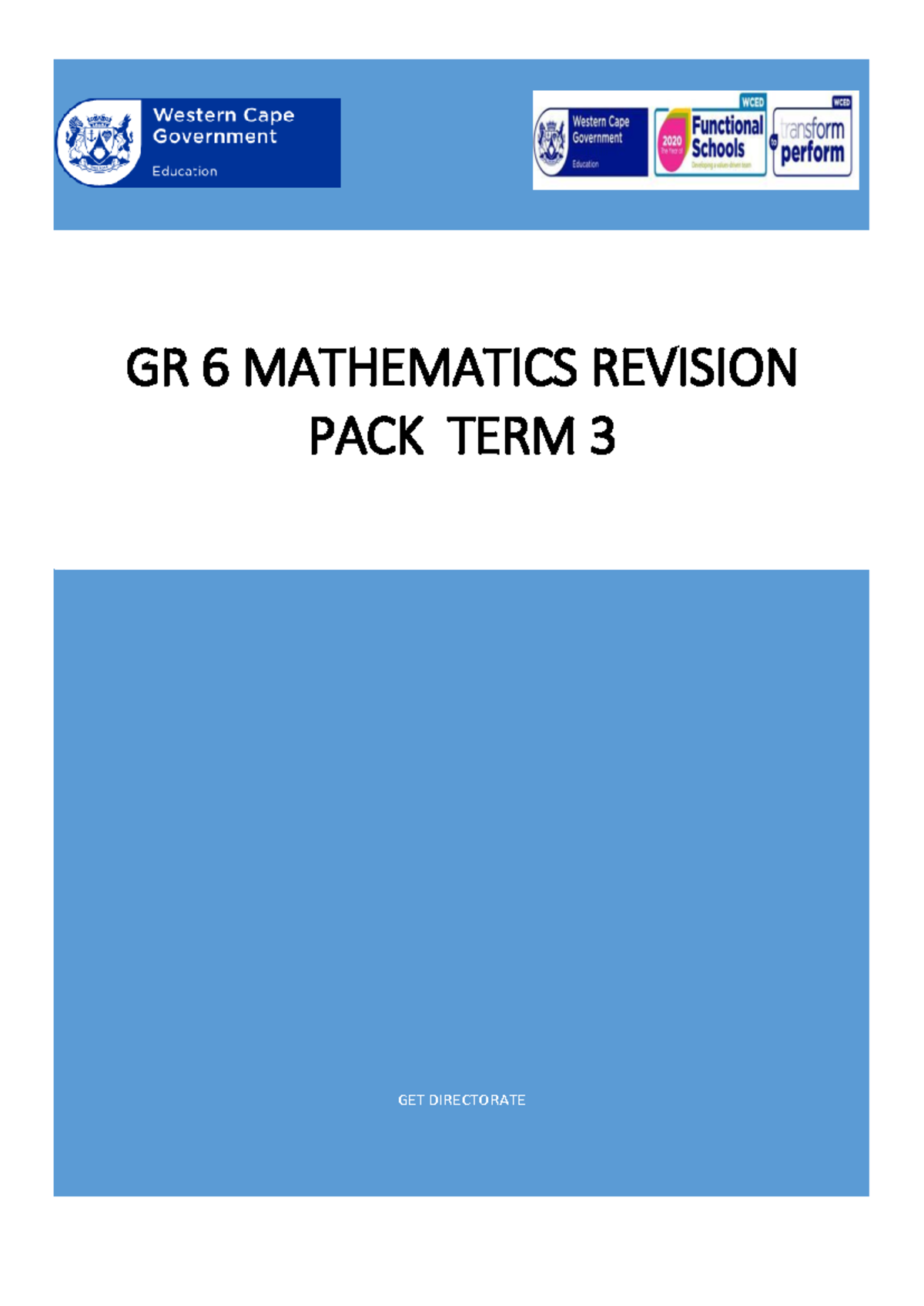 Gr 6 Math Term 3 Revision - Take Home Pack - Studocu