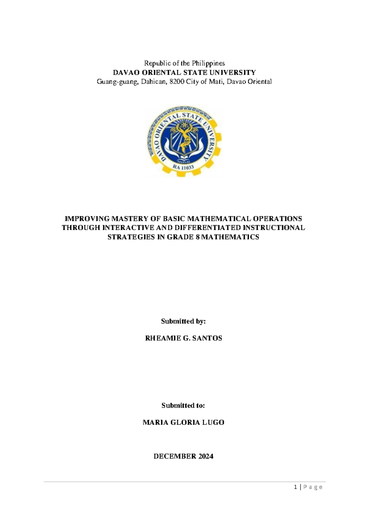 Action Research on Improving Grade 8 Math Mastery through Interactive ...