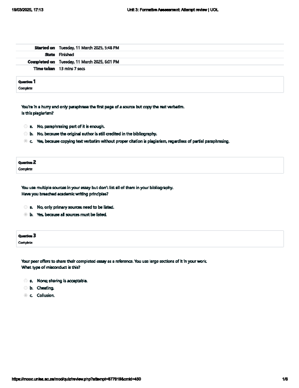 Unit 3: Formative Assessment Review I - UOL Practice Test - Studocu