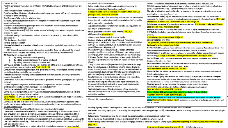 EC140 Cheat Sheet: Understanding GDP, Economic Growth, and Fiscal ...