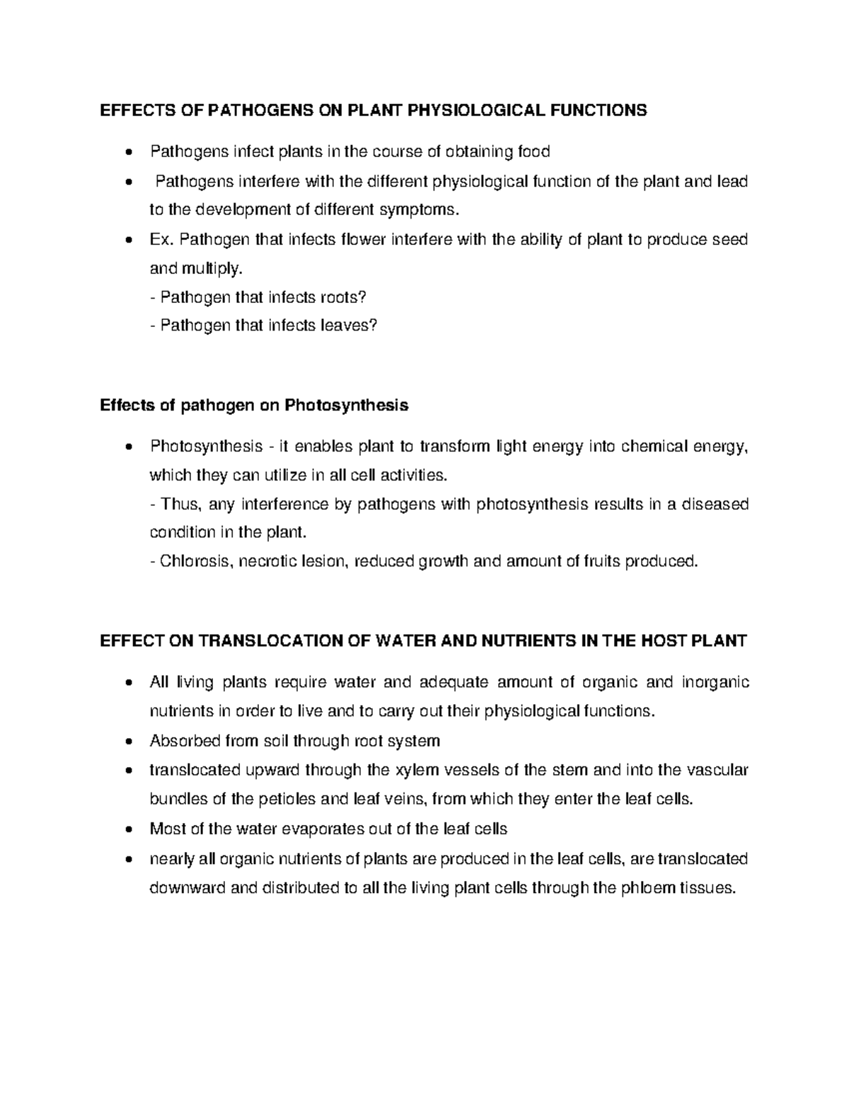 Lecture 6: Effects of Pathogens on Plant Physiology and Functions - Studocu
