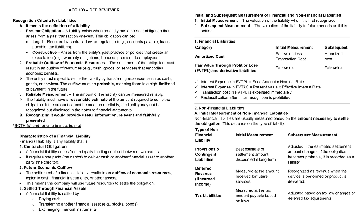 ACC-108 CFE Reviewer - NOTES FOR REVIEW - ACC 108 – CFE REVIEWER ...