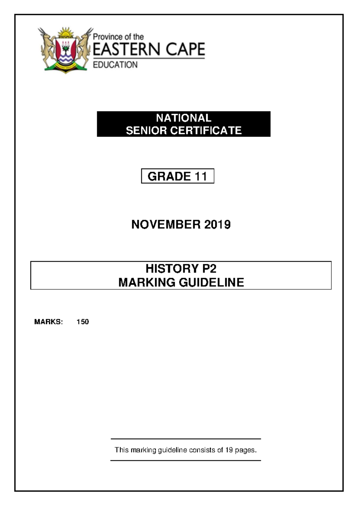 History-P2-Marking Guideline-GR11-NOV 2019 - Studocu