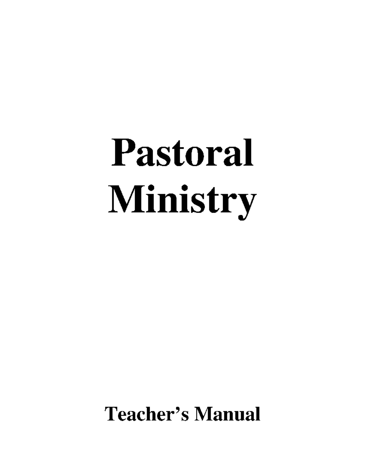 Pastoral Ministry Manual: Key Insights and Responsibilities - Studocu