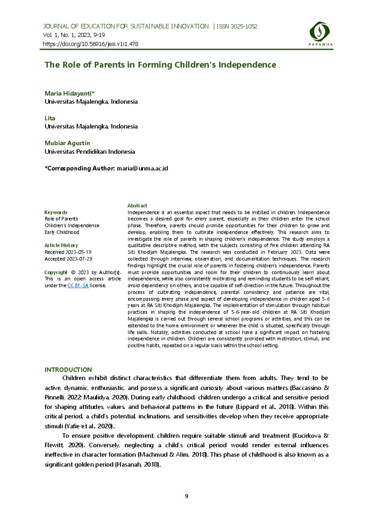 The Role of Parents in Shaping Independence in Early Childhood - Studocu