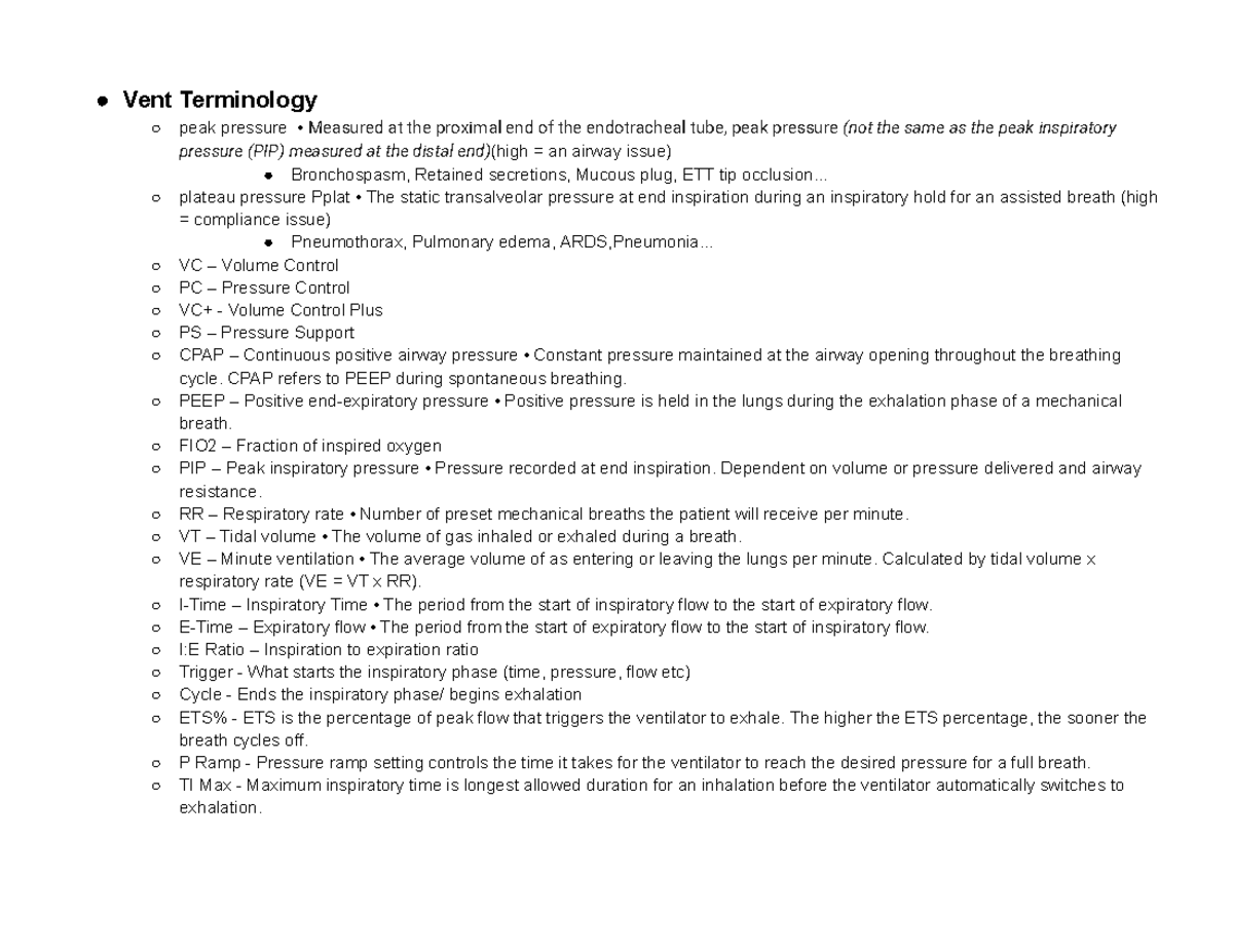 Ventilator Terminology: Key Concepts and Definitions for Respiratory ...
