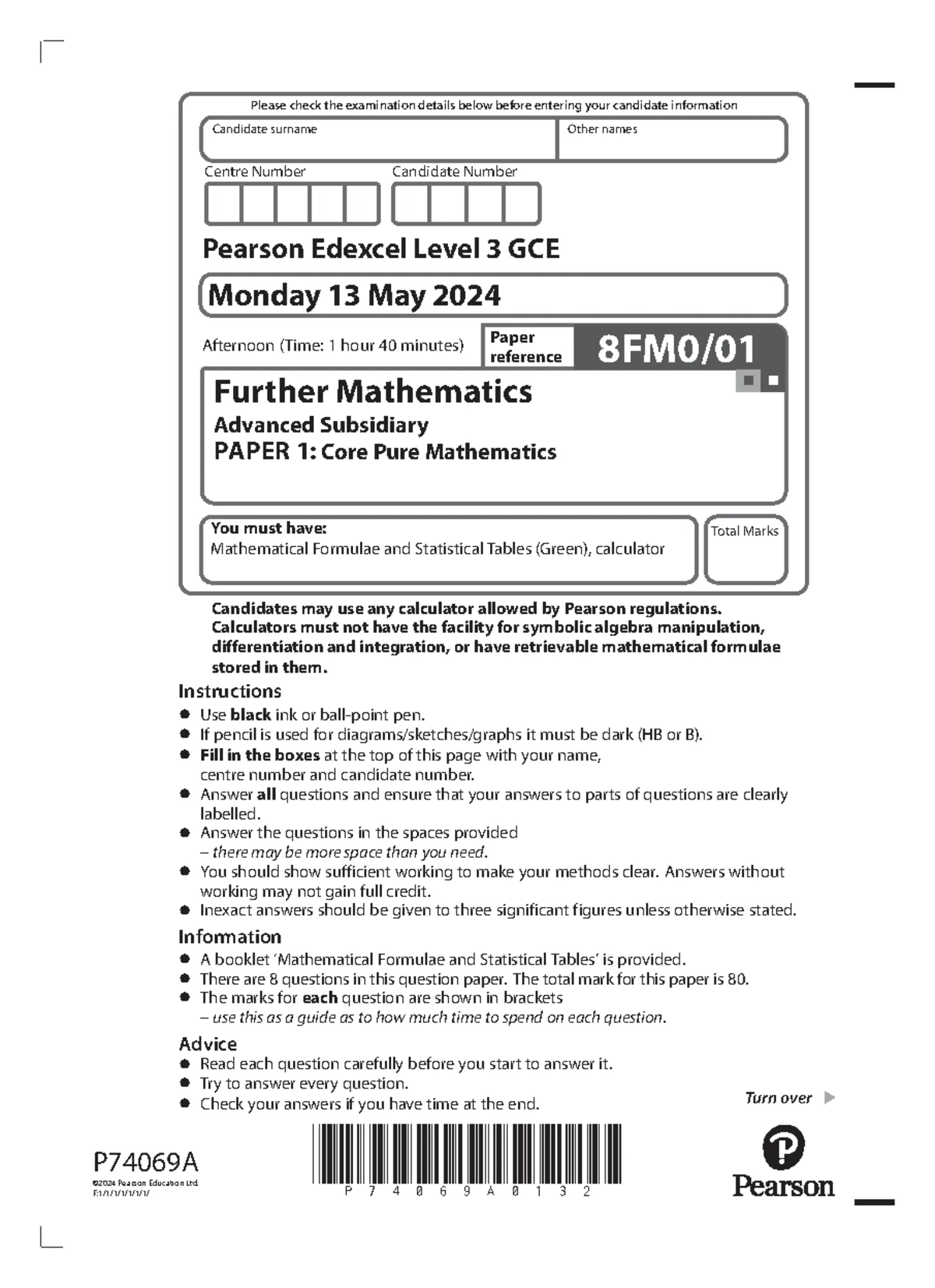 June 2023 Shadow Paper: 9FM0-01 Core Pure 1 - Set 1 Question Paper ...