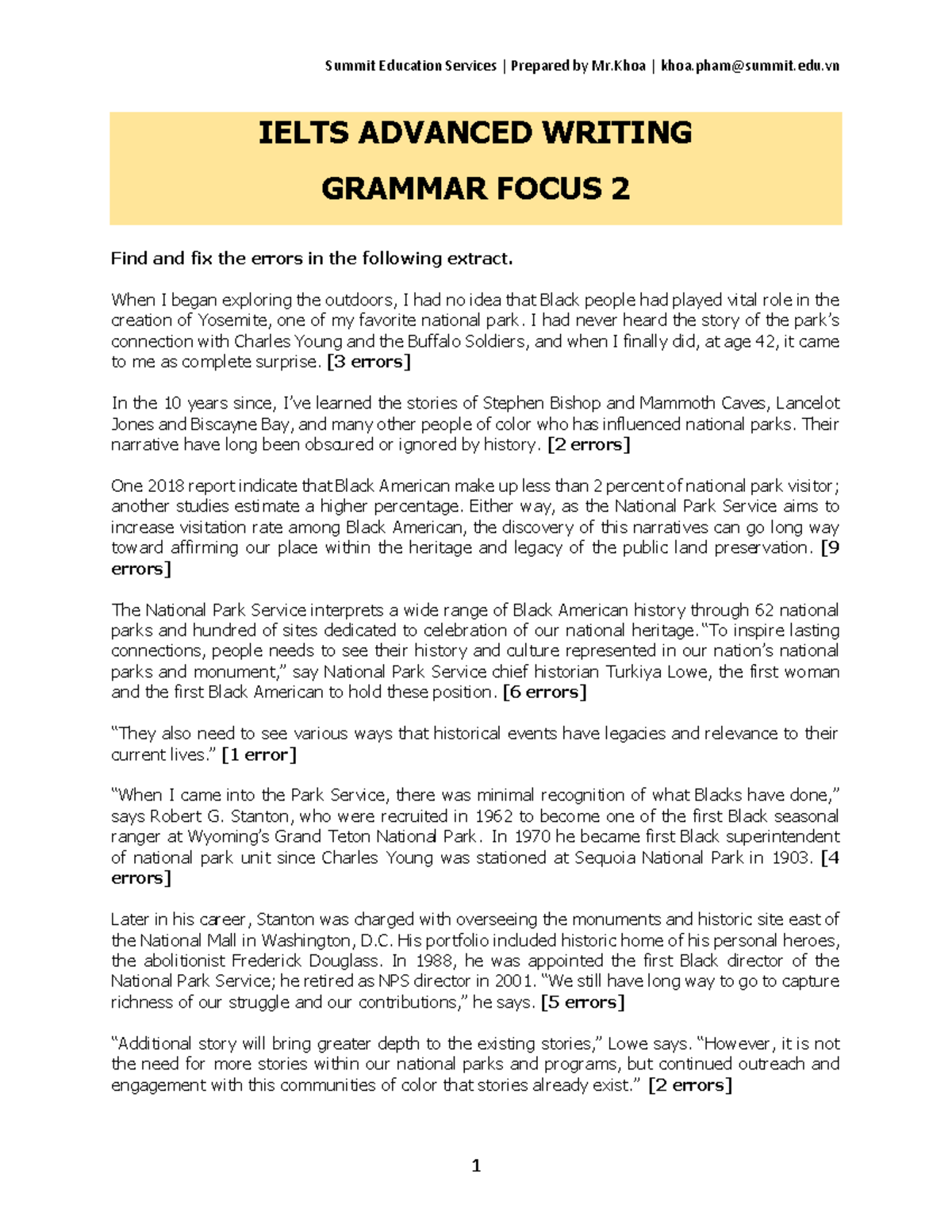IELTS ADVANCED WRITING GRAMMAR FOCUS 2: Exploring Black History in ...