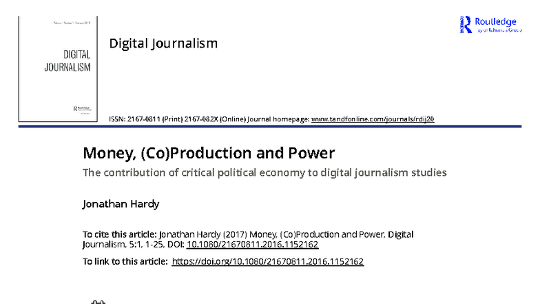 Money, (Co)Production and Power: A Critical Analysis of Digital ...