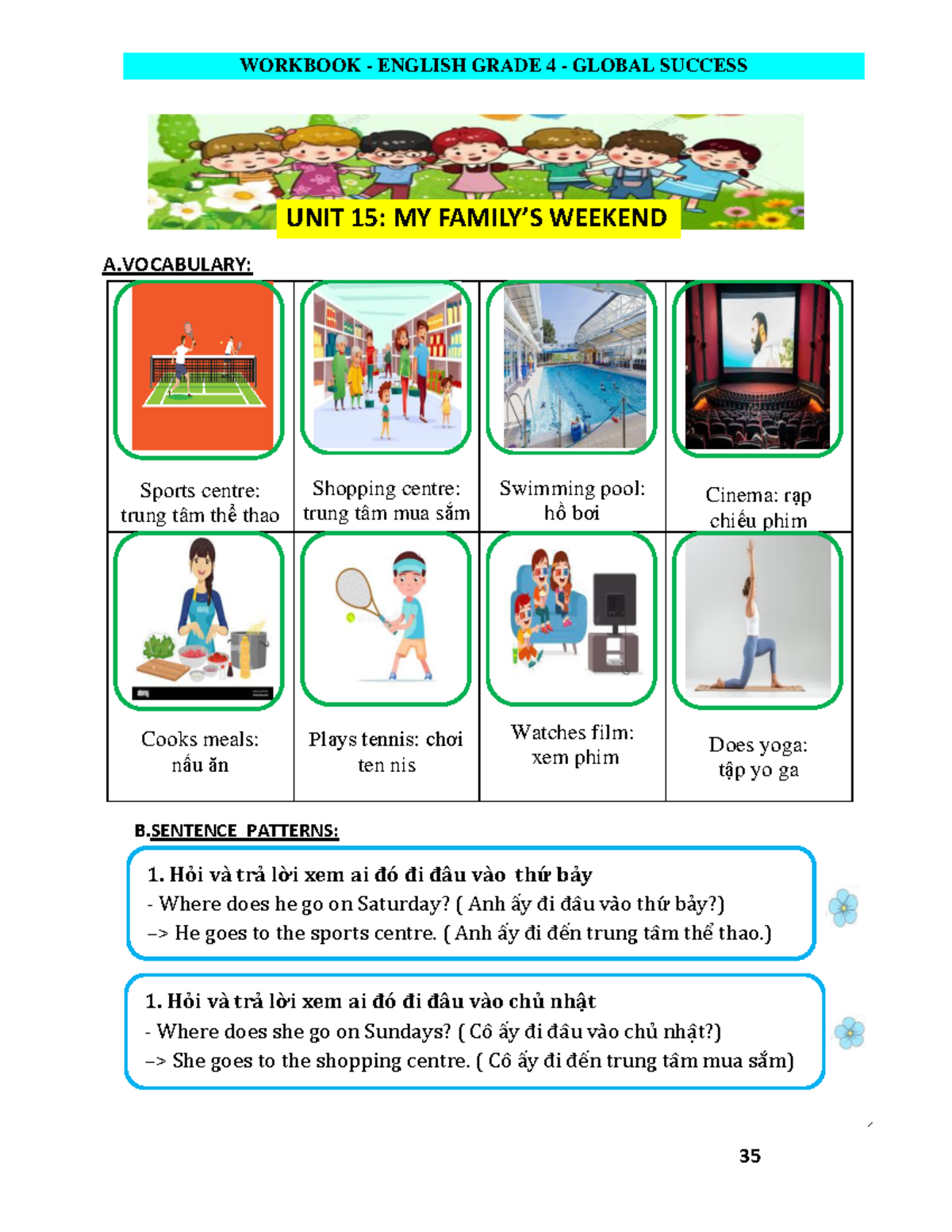 WORKBOOK - ENGLISH GRADE 4 - GLOBAL SUCCESS: UNIT 15 MY FAMILY'S ...