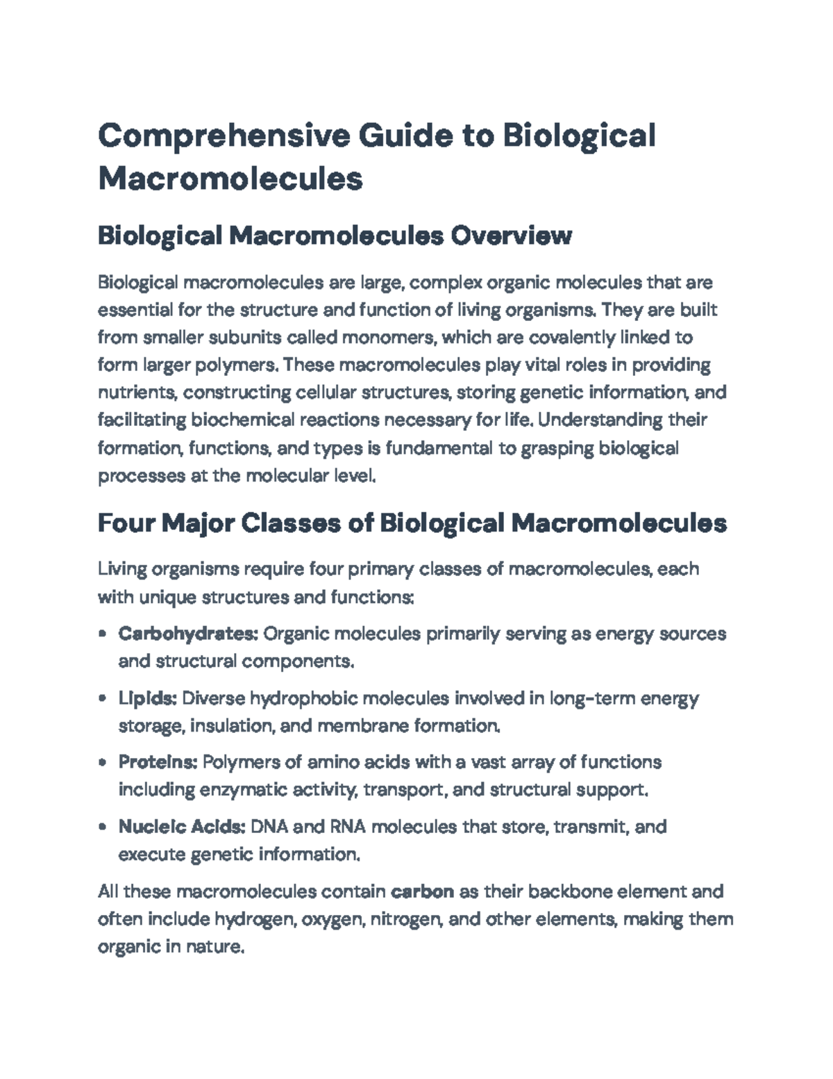 Comprehensive Overview of Biological Macromolecules: Types & Functions ...