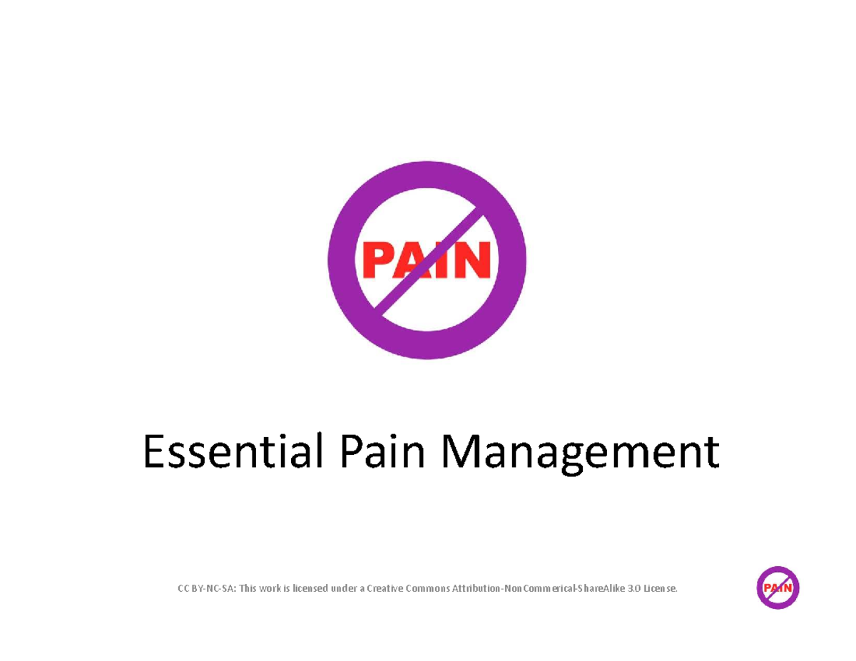 Essential Pain Management Workshop CC: Key Concepts and Objectives ...