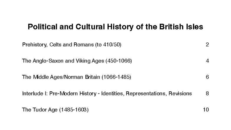 Political and Cultural History of the British Isles: Prehistory to the ...