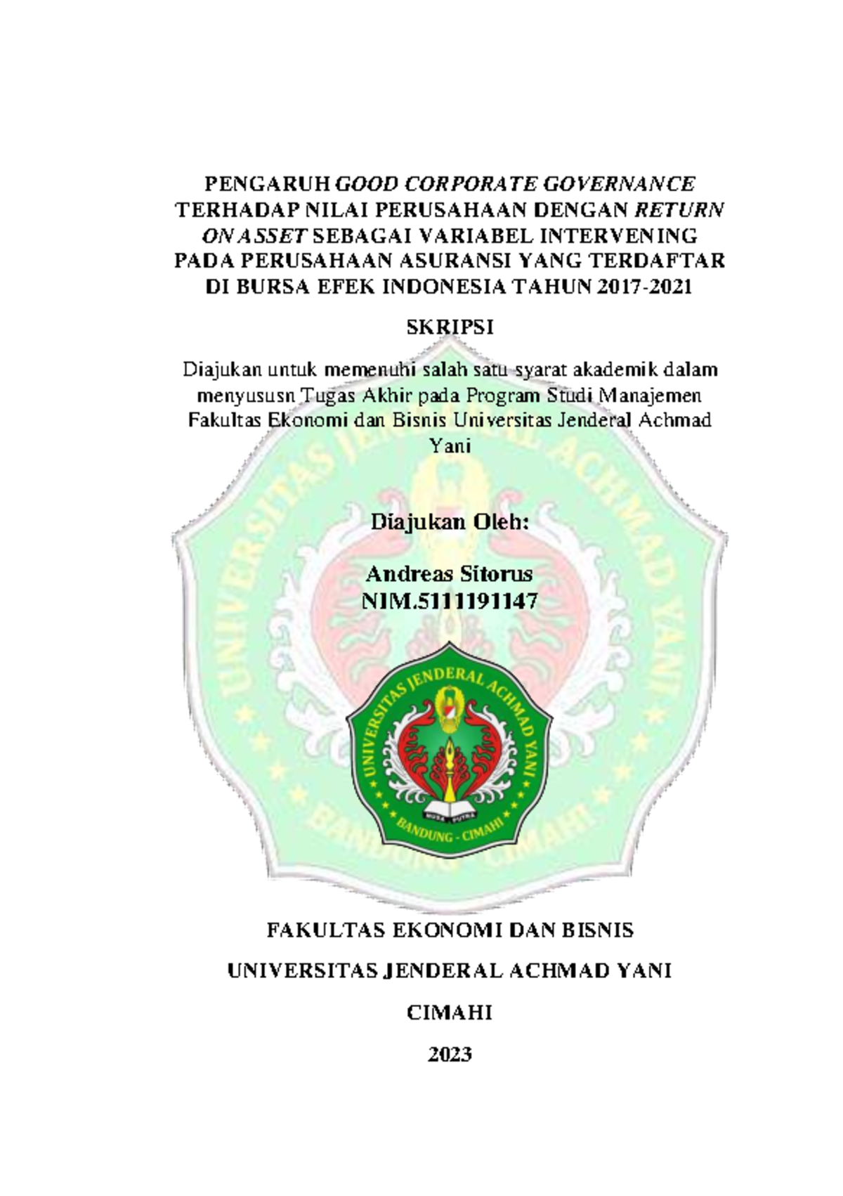 Pengaruh GCG Terhadap Nilai Perusahaan dengan ROA sebagai Variabel ...