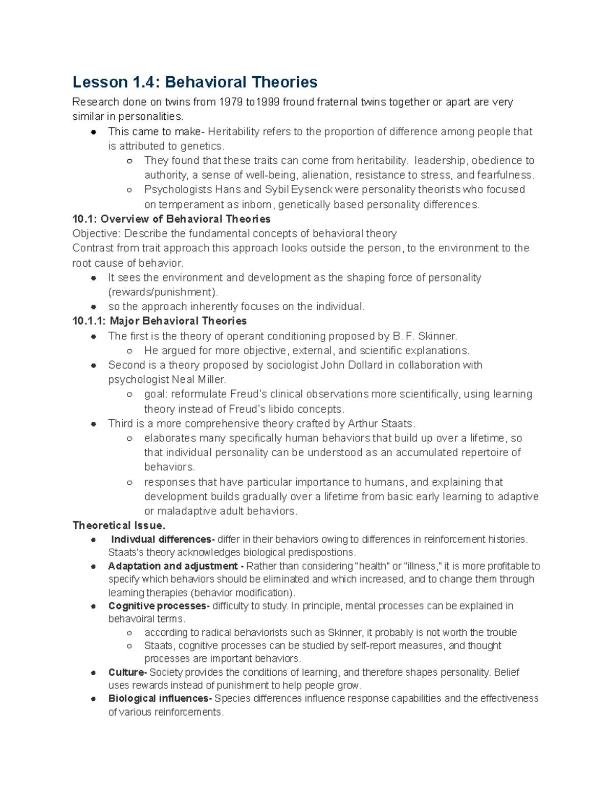 Behavioral Theories and Learning Models in Personality Psychology ...