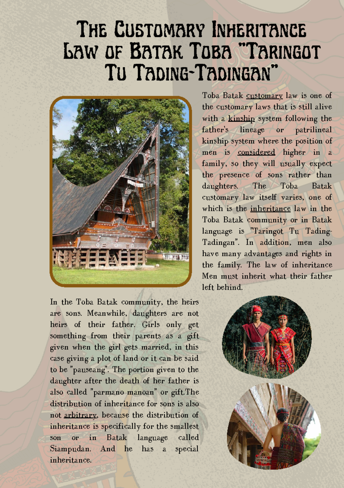 Customary Inheritance Law of Toba Batak: Taringot Tu Tading-Tadingan ...