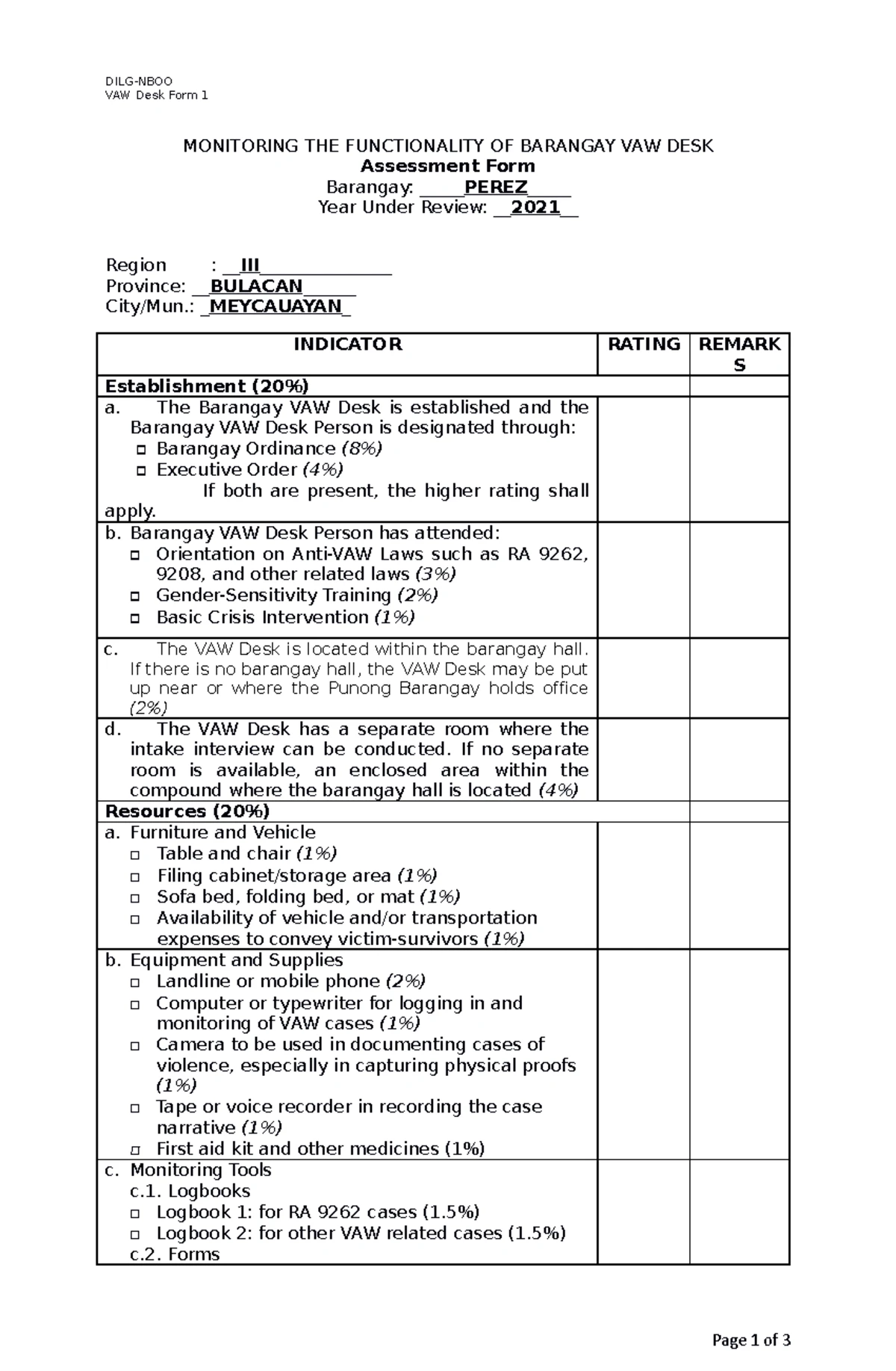 VAWC-Intake Sheet - National Violence Against Women (NVAW ...