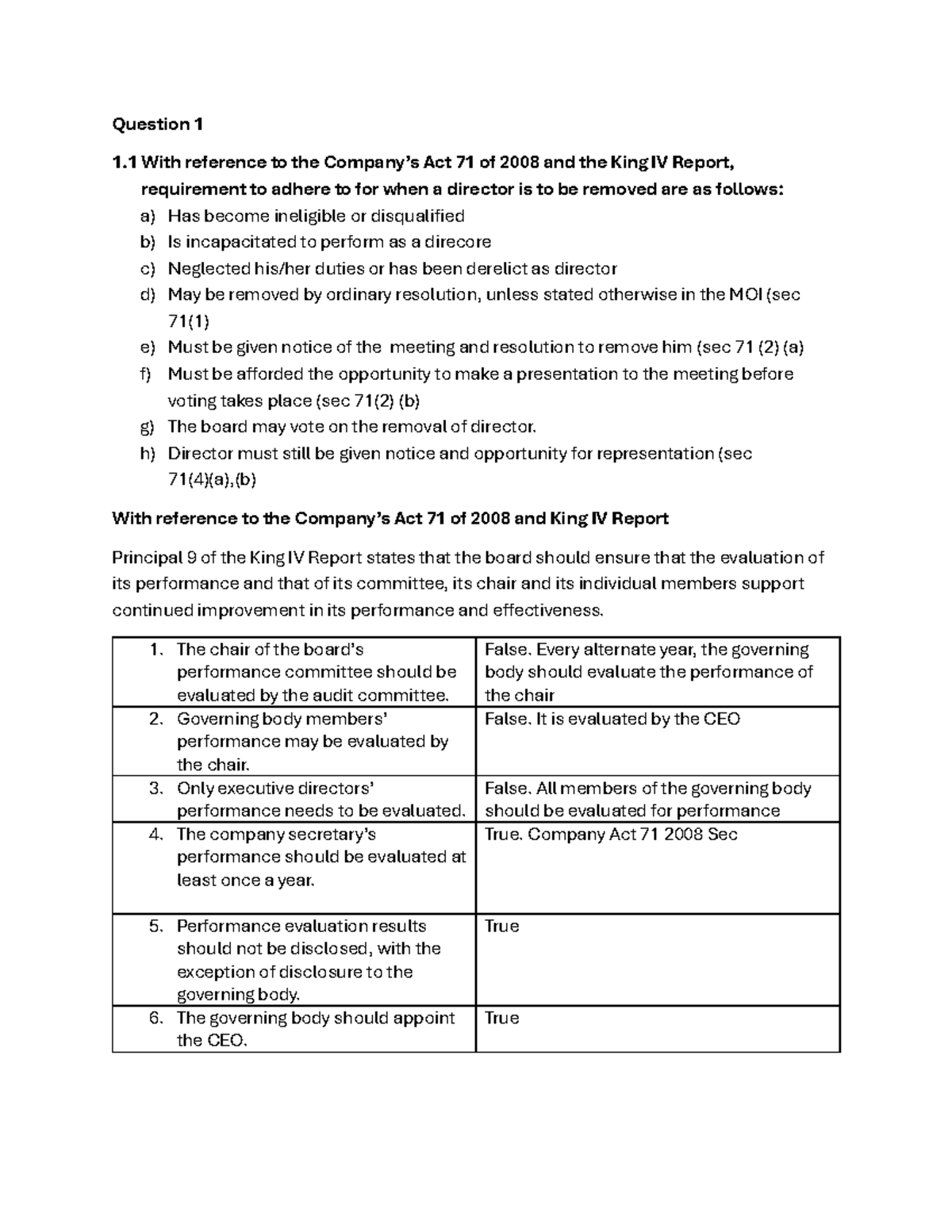 Assessment 3: Director Removal & Performance Evaluation under Act 71/ ...